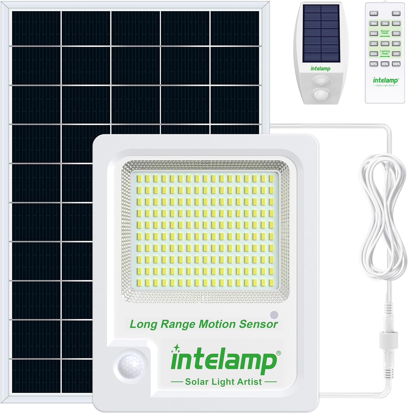 intelamp Solar Sensor Flood Light 12000mAh Outdoor Garden Security ...