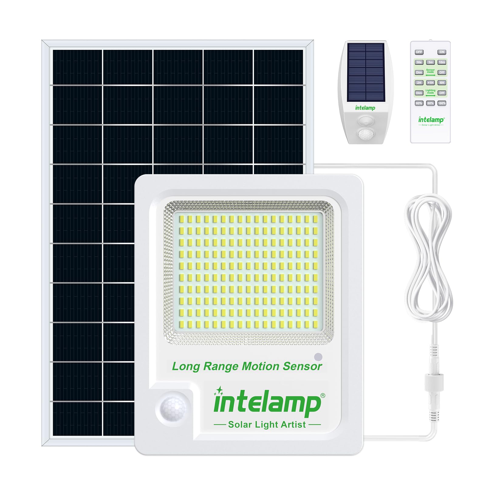 intelamp Solar Sensor Flood Light 12000mAh Outdoor Garden Security ...