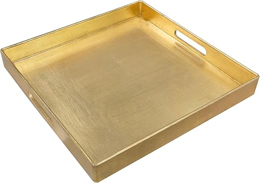 Amazon.com: MAONAME Gold Decorative Tray with Handles, Foil Serving ...