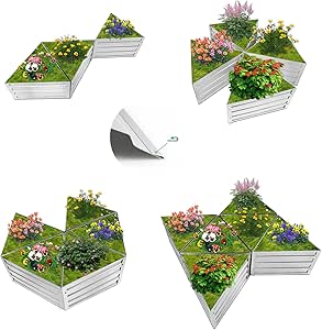 Amazon.com: DIY Triangle Galvanized Raised Garden Bed 6 Pack Planters ...