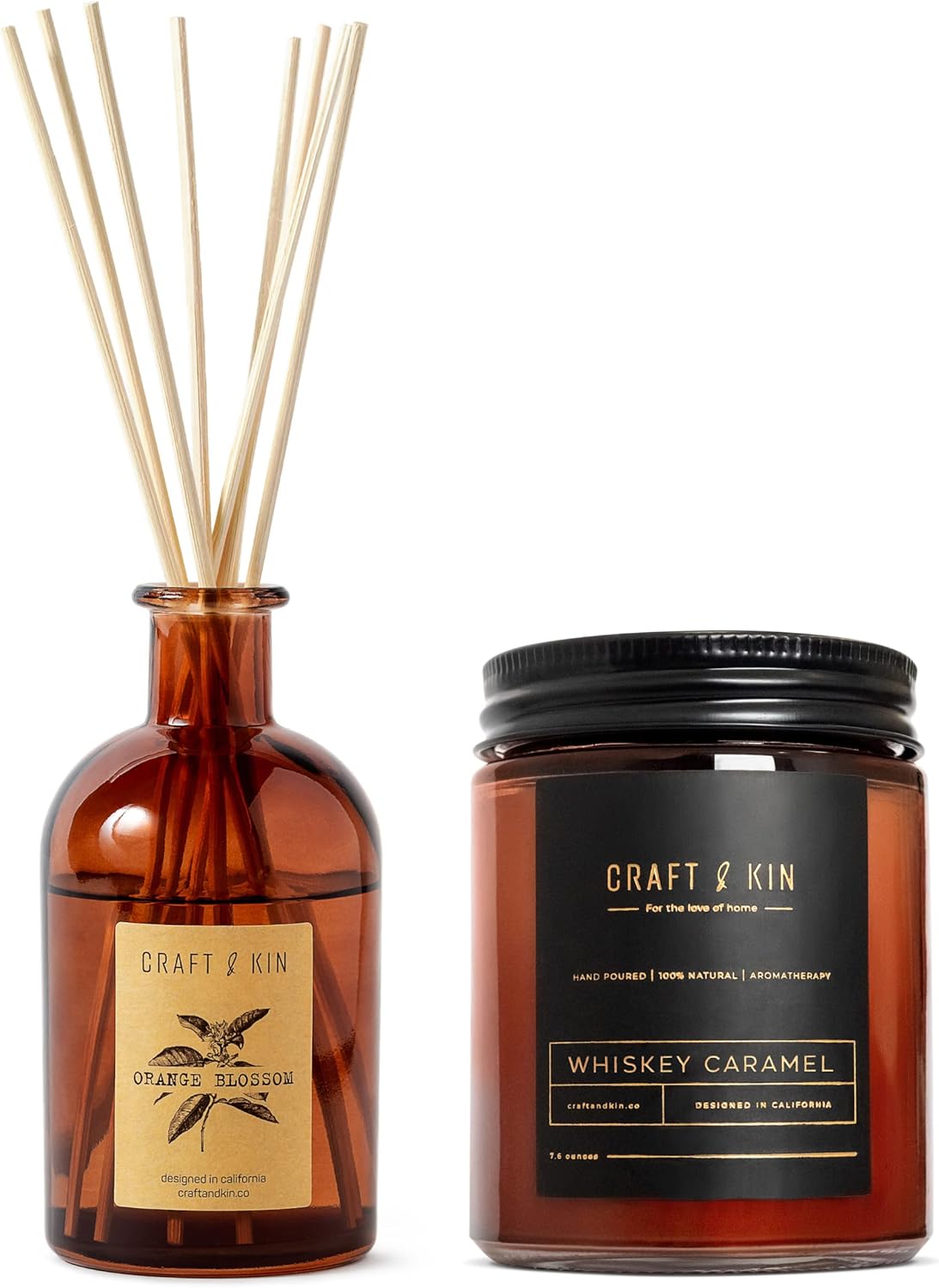 Amazon.com: Whiskey Caramel Scented Candle & Orange Blossom Reed ...