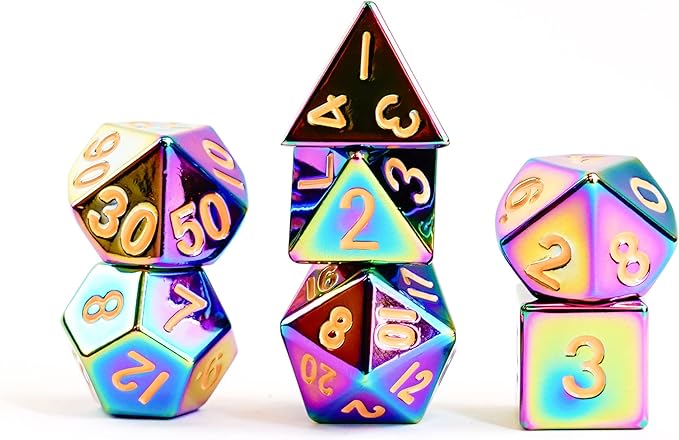 Amazon.com: FanRoll 16mm Metal Polyhedral DND Dice Set: Torched Rainbow ...