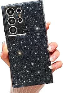 Amazon.com: Changjia for Samsung Galaxy S23 Ultra Glitter Bling Case, Girly Cute Glitter Sparkly ...