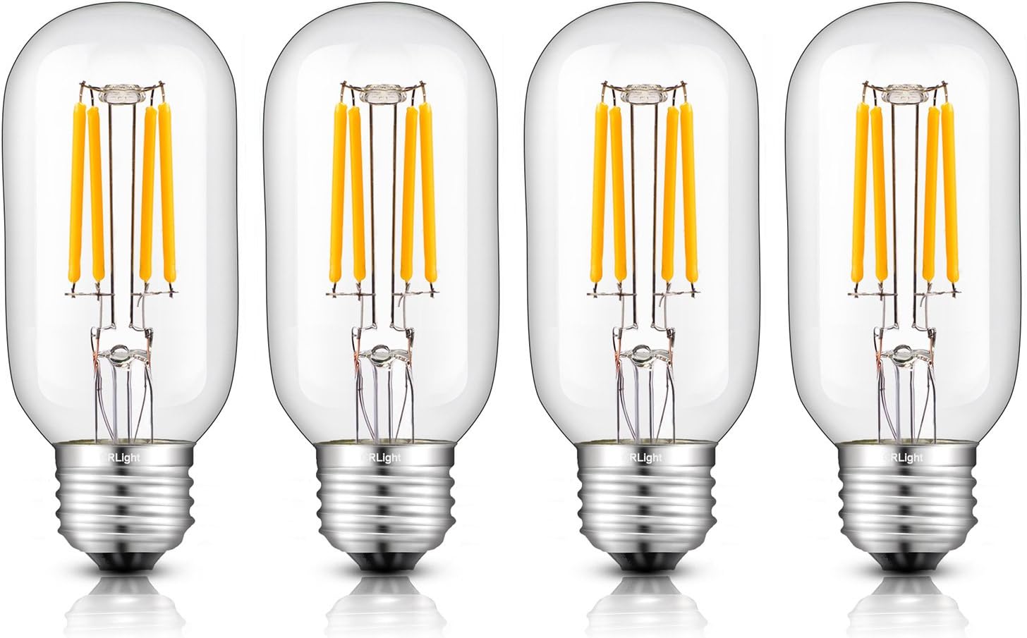 CRLight 4W Edison Style Antique LED Filament Tubular Light Bulb, 2700K Warm White 400LM, E26 ...