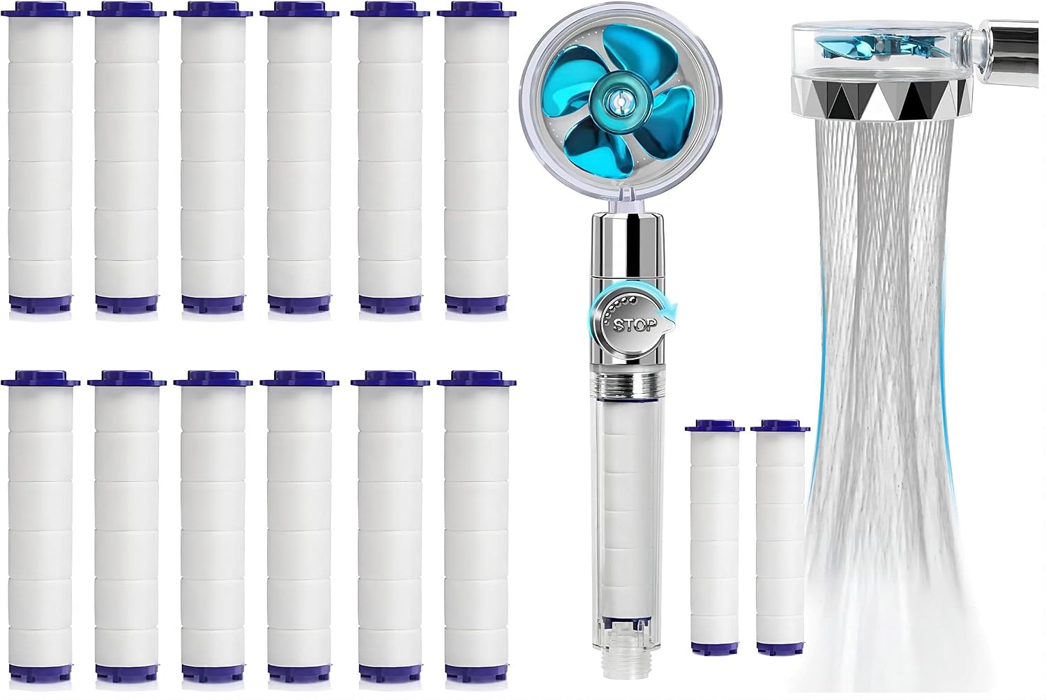 High Pressure Shower Heads with 15pcs Replacement Filters, Handheld ...