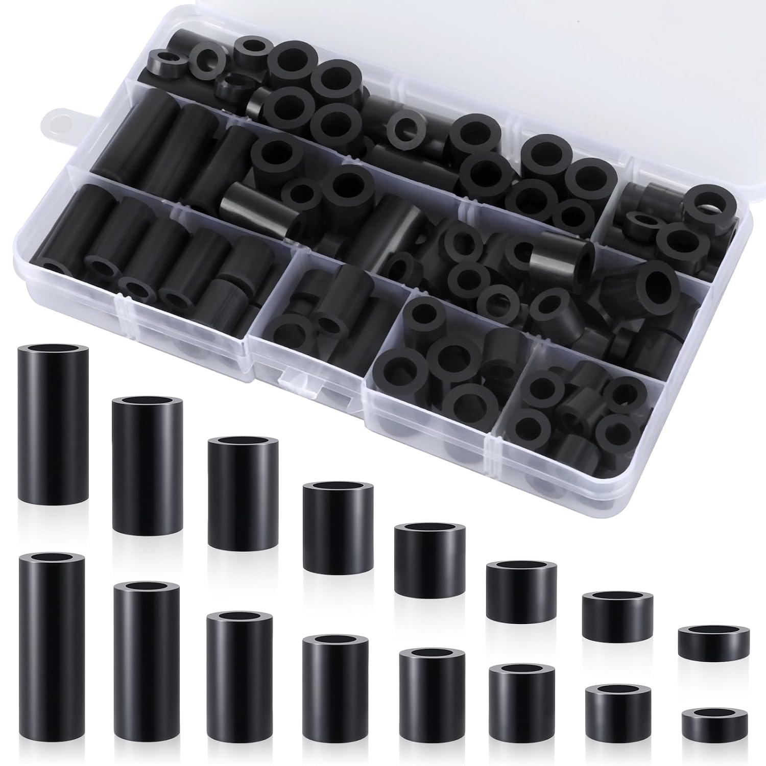 122 Pcs Spacers, 16 Different Sizes Nylon ABS Assorted Plastic Washers ...