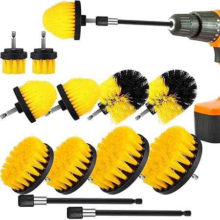 Amazon.com: Drill Brush Attachment Set, 7 Pack 1/4in Power Scrubber Brush + Extend Long ...