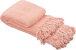 Amazon.com: Home Soft Things Pink Throw Blanket Knitted Tweed Throw 50 ...