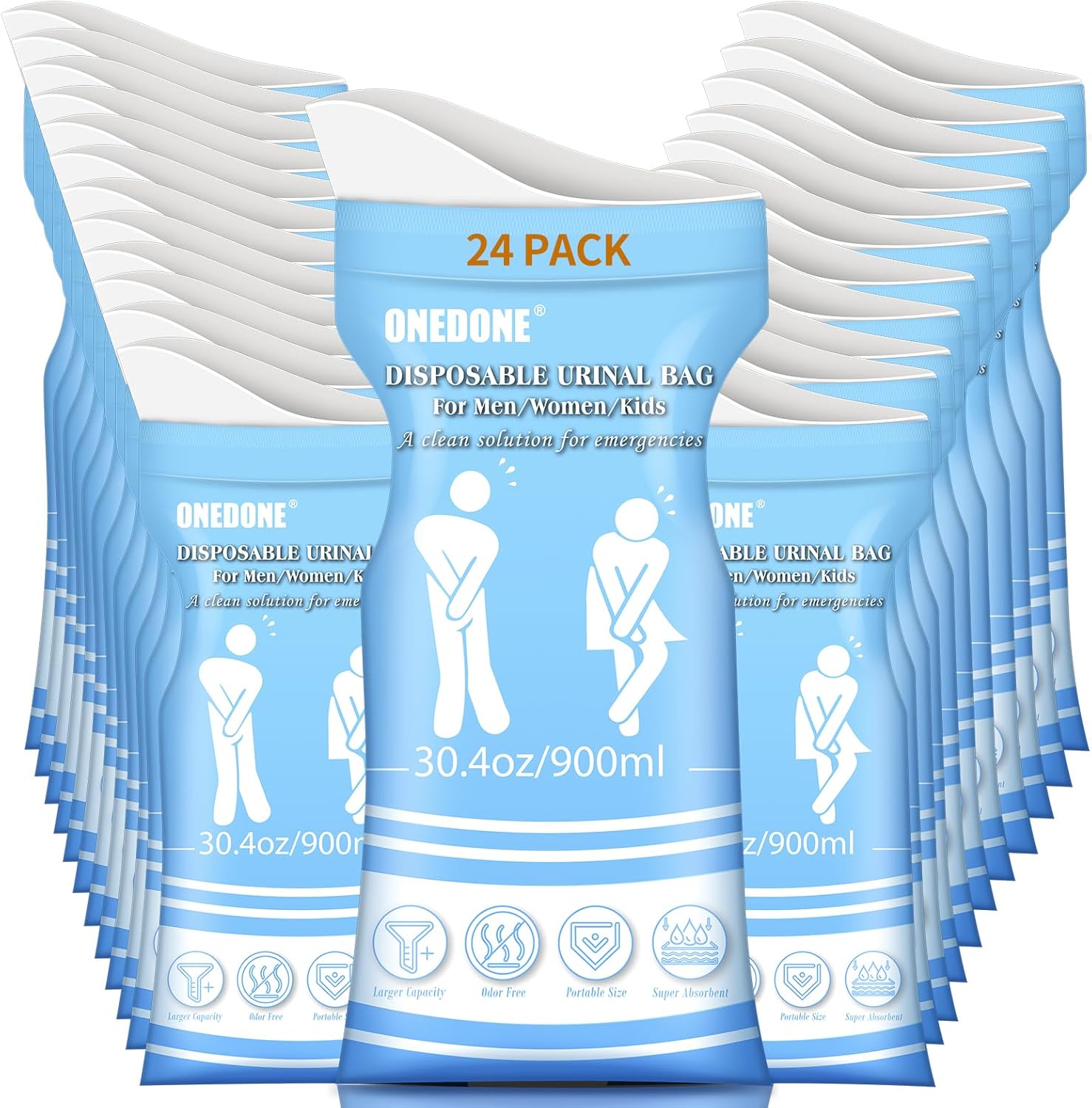 Disposable Urinal Bag 24 Pack 30.4 OZ Travel Pee Bags for Men Emergency ...