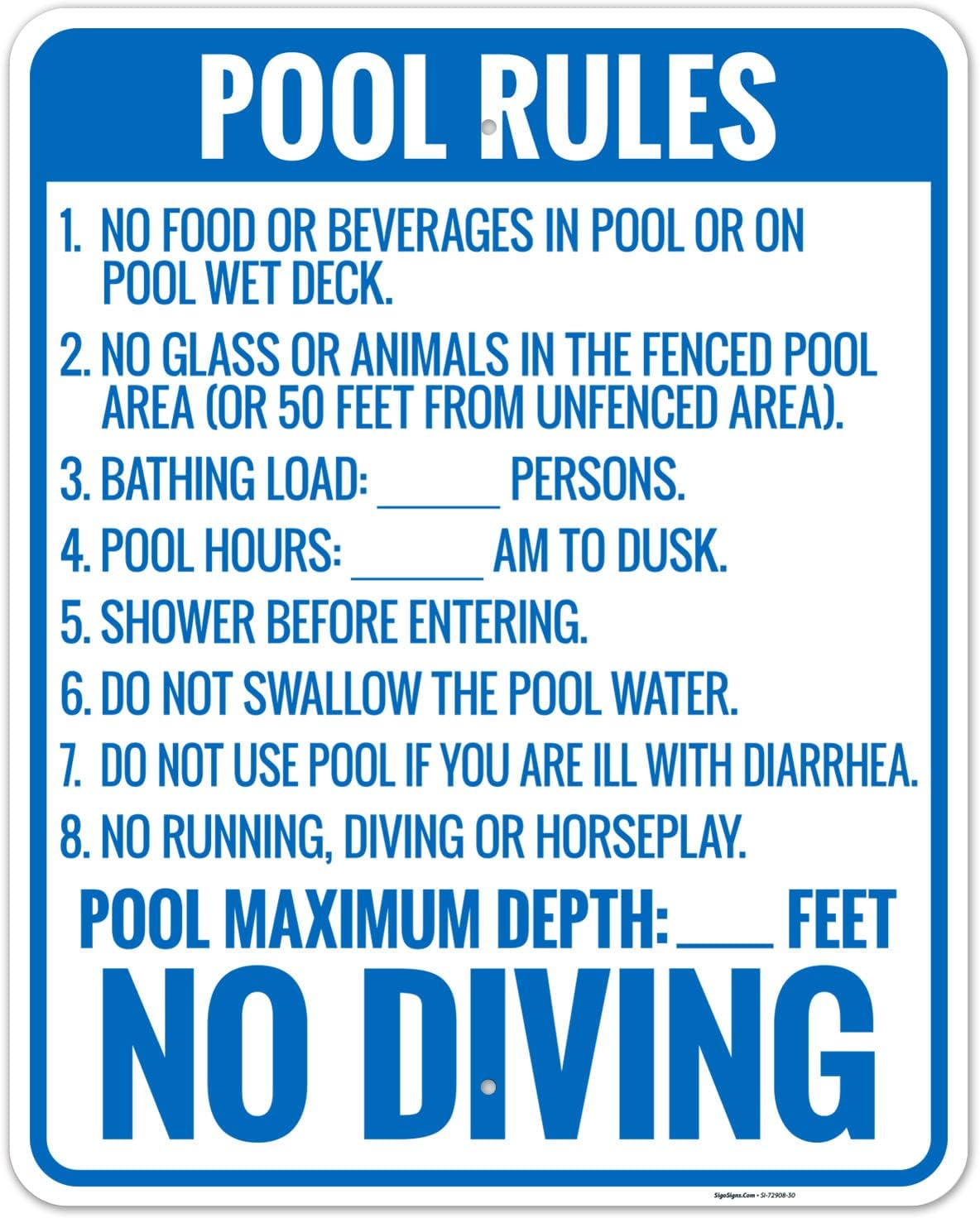 Amazon.com : Pool Safety Signage Flex banner Pool Rules Sign (24x36 ...