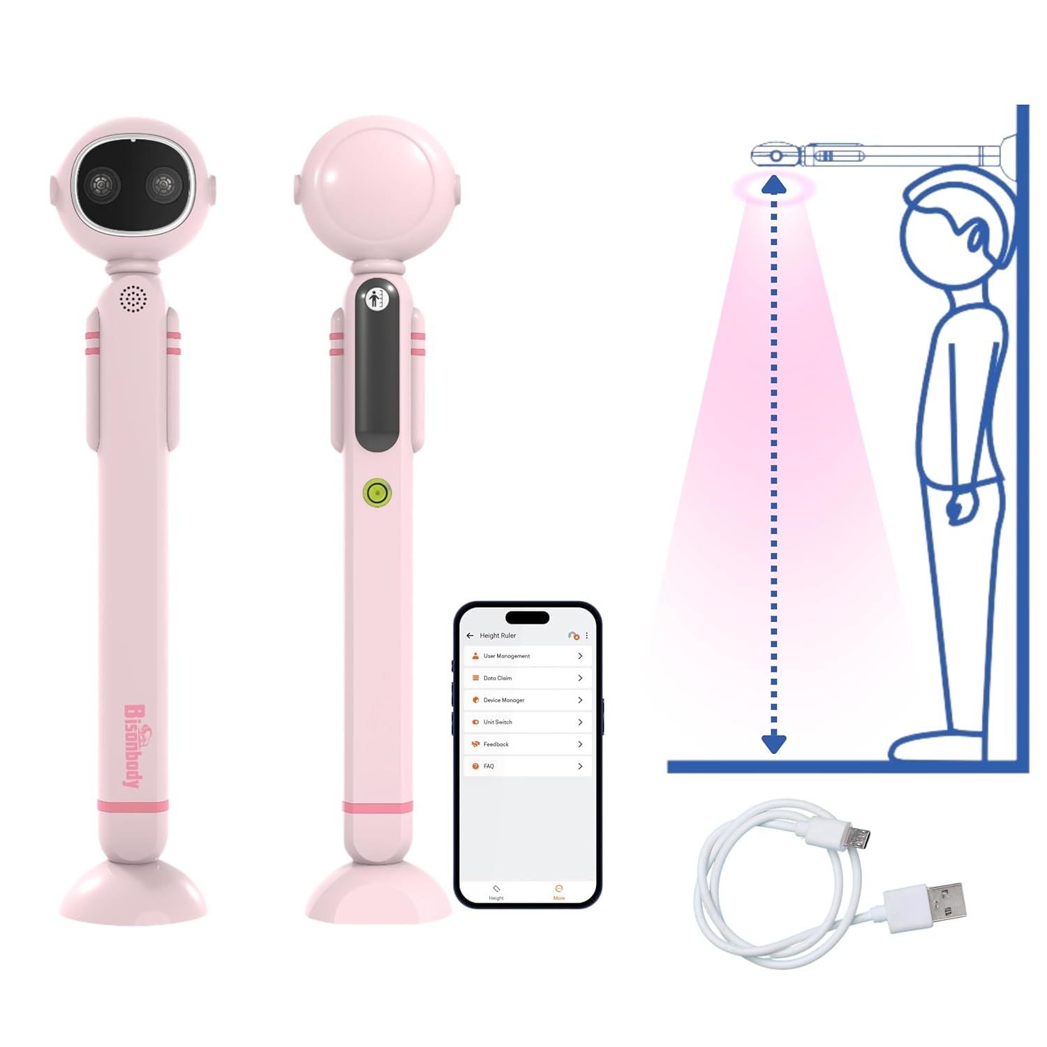 Bisonbody Smart Digital Height Measuring Device for Kids – Wireless ...