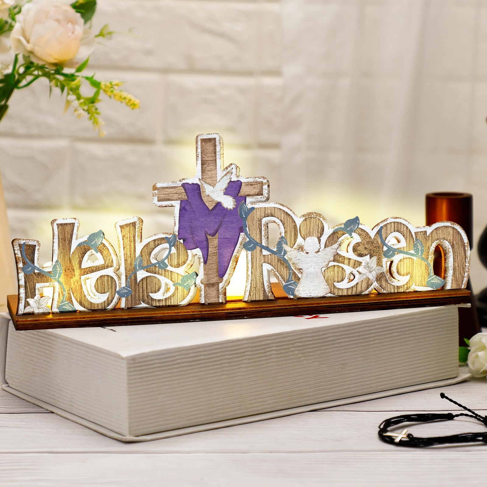 Amazon.com: Beeveer Happy Easter Table Decor He Is Risen Decor ...