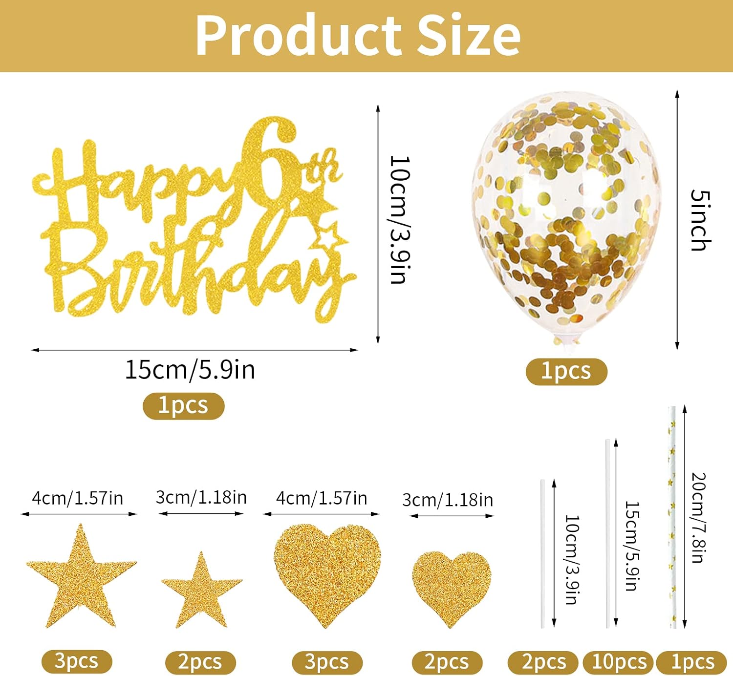 onehous 6th Birthday Cake Topper Set, Happy 6th Birthday Cake Topper ...
