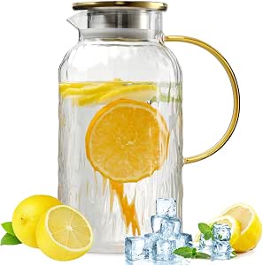 Amazon.com: Wlasss 68 oz/2 Liter Large Glass Pitchers with Lid, Hand ...