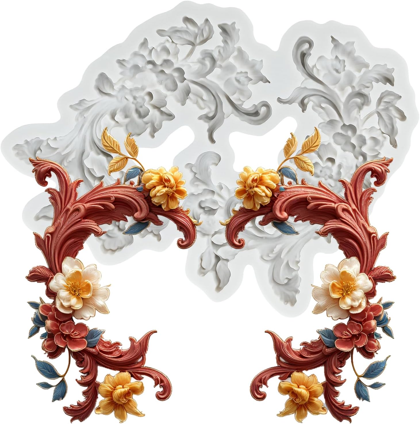 Amazon.com: TAOXIBEI Baroque Scroll Lace Silicone Molds Flower Garland ...