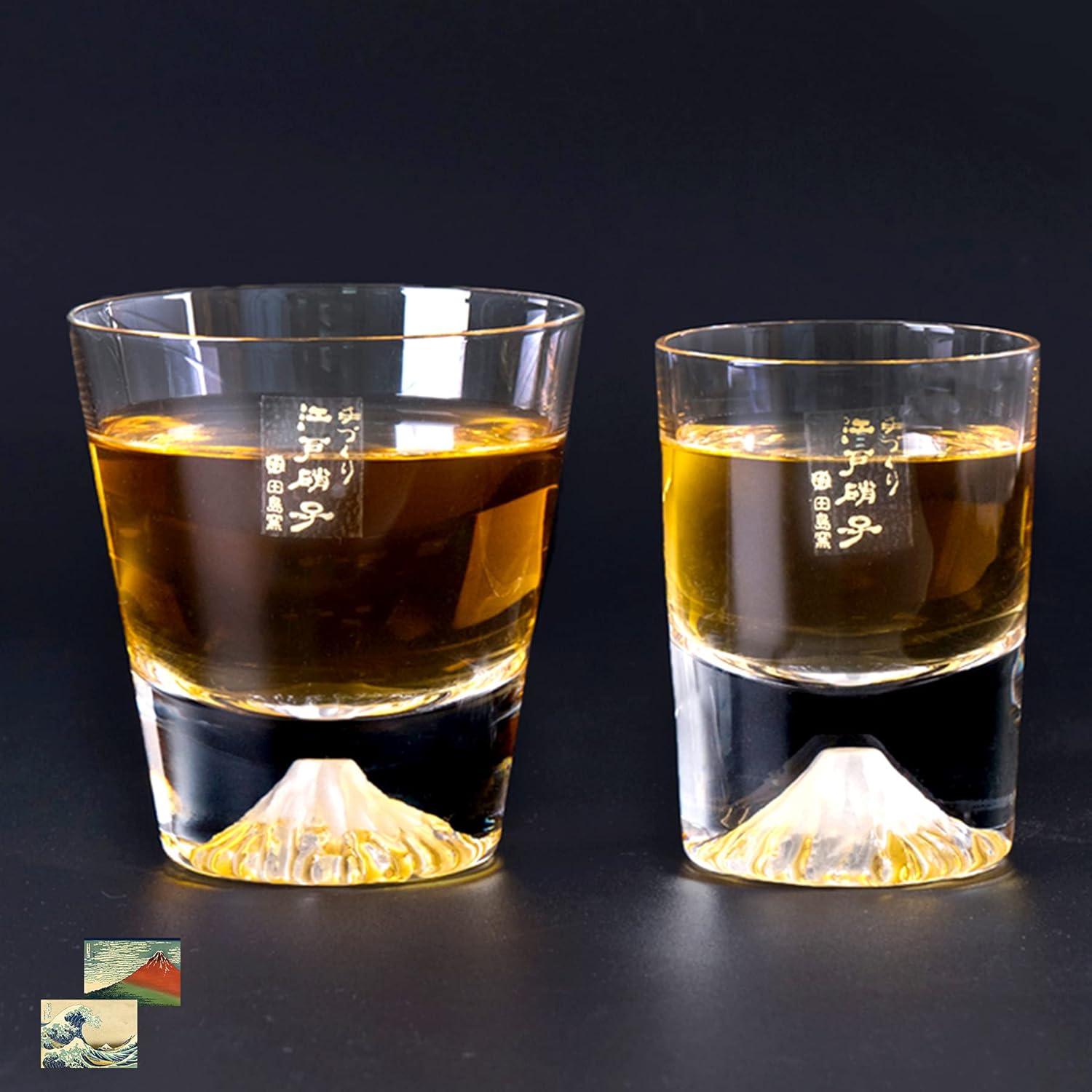 Amazon.com | Mt. Fuji Glass, Tajima Glass, Mt. Fuji Mini Rock Glass, Plain x Mt. Fuji Cold Sake ...