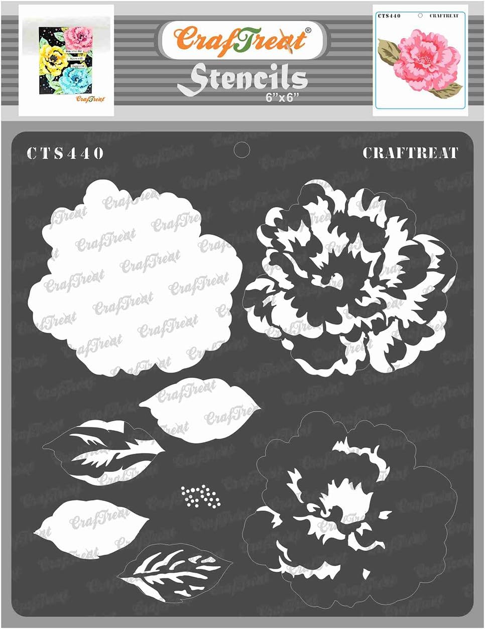 CrafTreat Layered Peony Flower Stencils for Painting on Wood, Wall ...