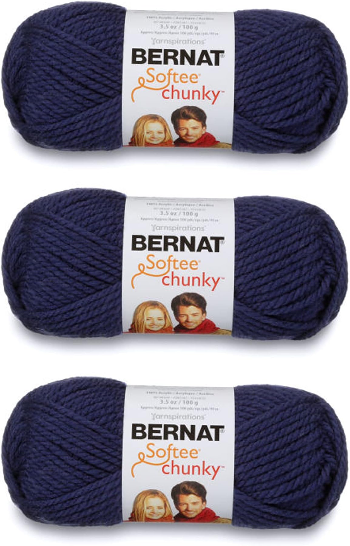 Amazon.com: Bernat Softee Chunky 3-Pack Yarn - (6) Gauge 100% Acrylic ...