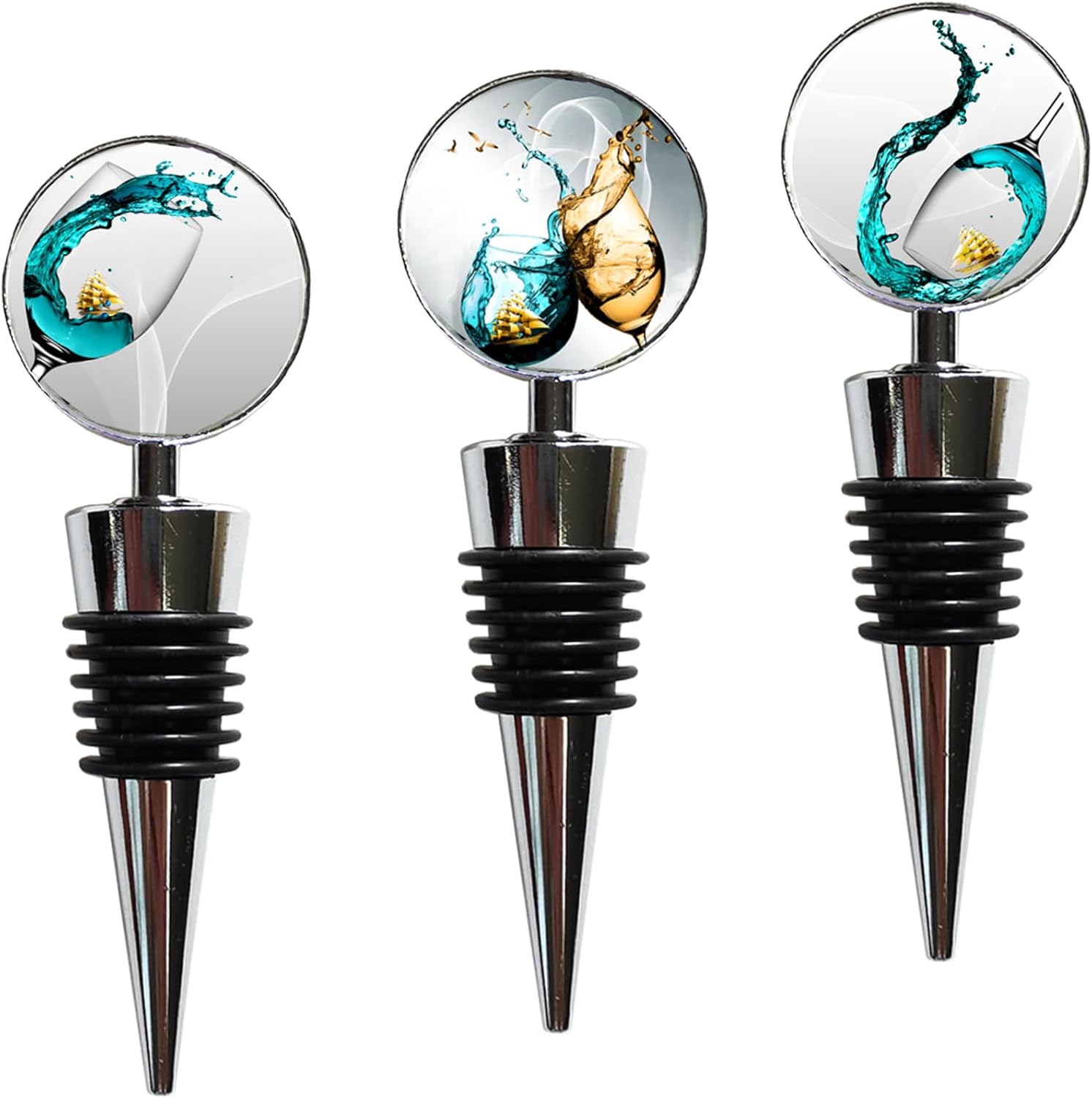 Lockban Wine Bottle Stoppers, Set of 3 Stainless Steel Wine Stoppers ...