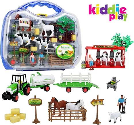 Amazon.com: Kiddie Play Farm Toys for Toddlers 1-3 | Farm Tractor with ...