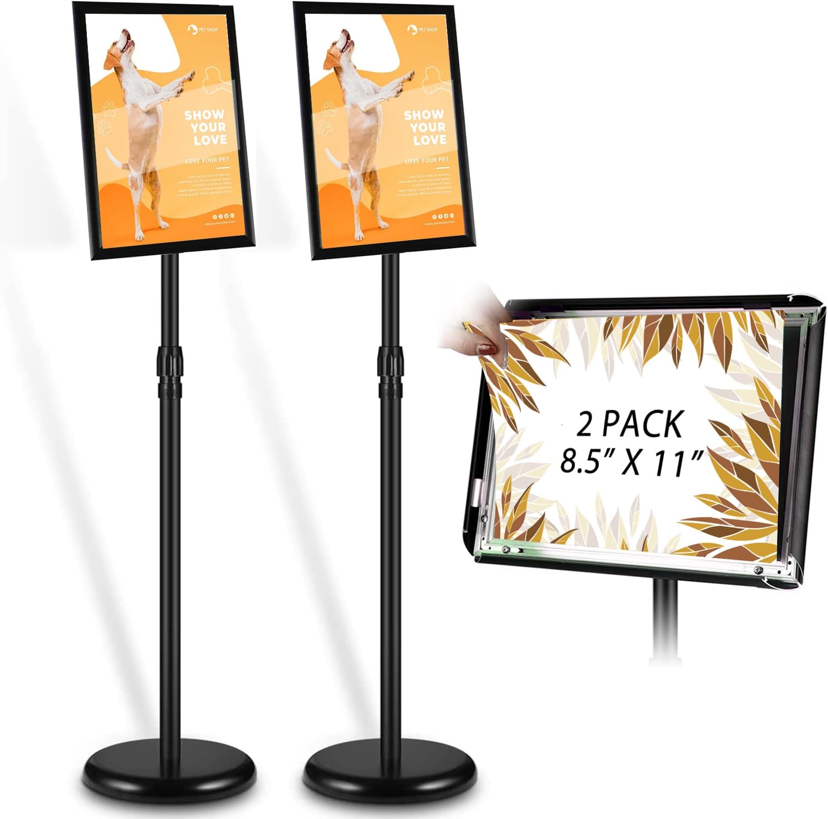 Amazon.com: 2 Pack Adjustable Floor Standing Sign Holder 8.5 X 11 ...