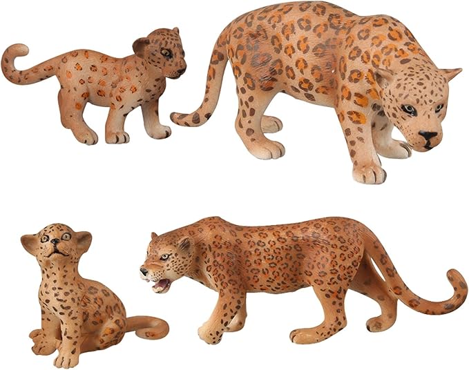 Leopard Figurine - Realistic Leopard Figurines Doll with Leopard Cub ...