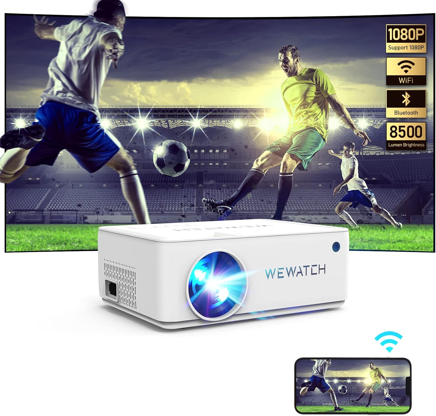 Projecteur WEWATCH V10 - Mini Projecteur avec WiFi Bluetooth ...