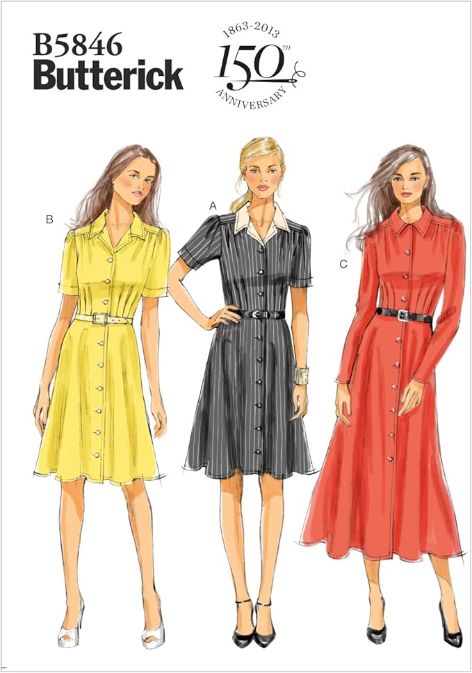 Amazon.com: Butterick Patterns B5846 Misses' Dress Sewing Template ...
