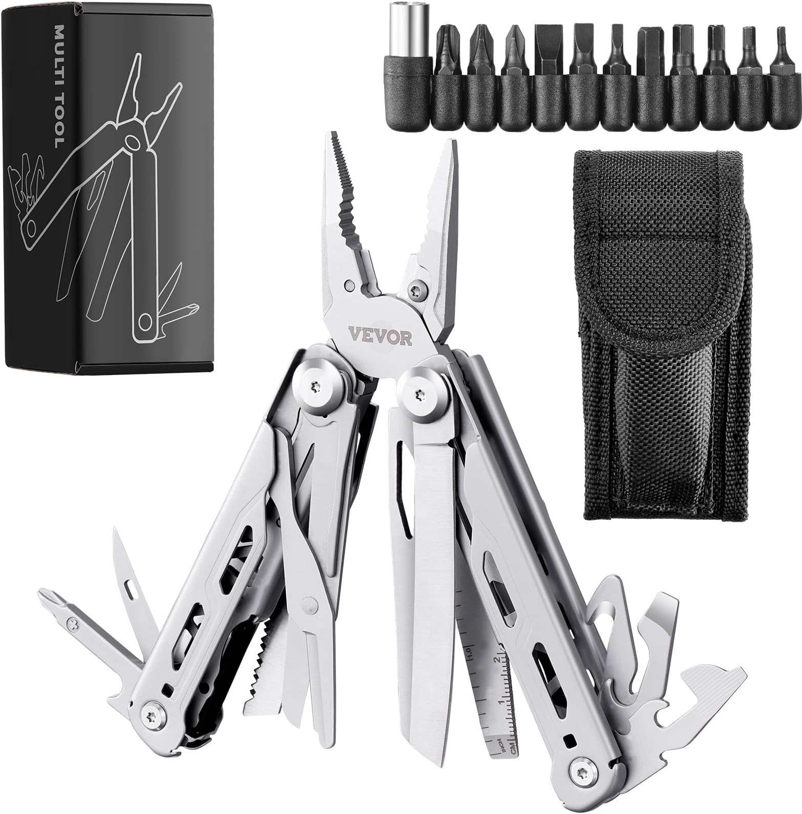 VEVOR 28-in-1 Multitool Pliers,Stainless Steel Multi Tool Pocket K-nife ...