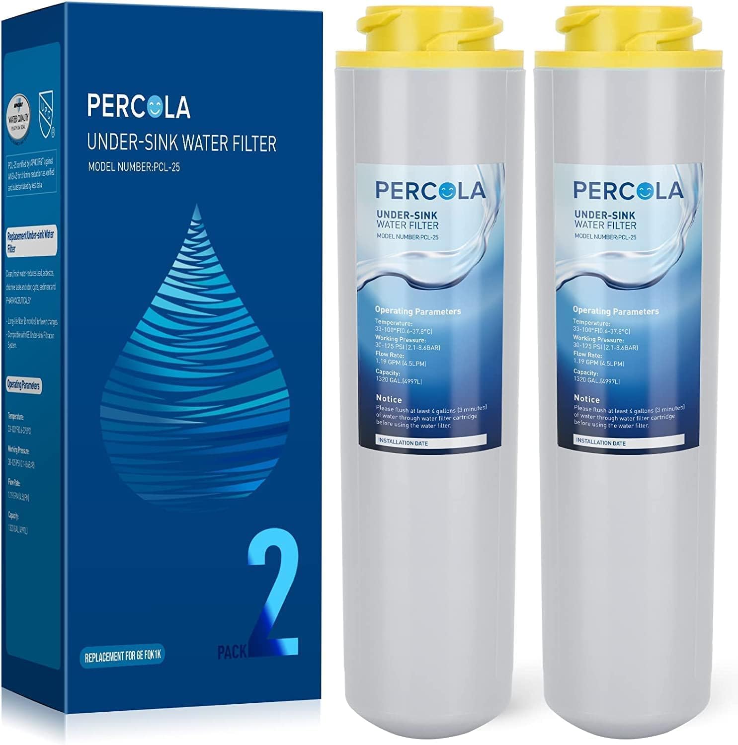 Amazon.com: PERCOLA FQK1K Under Sink Water Filter, Replacement for ...
