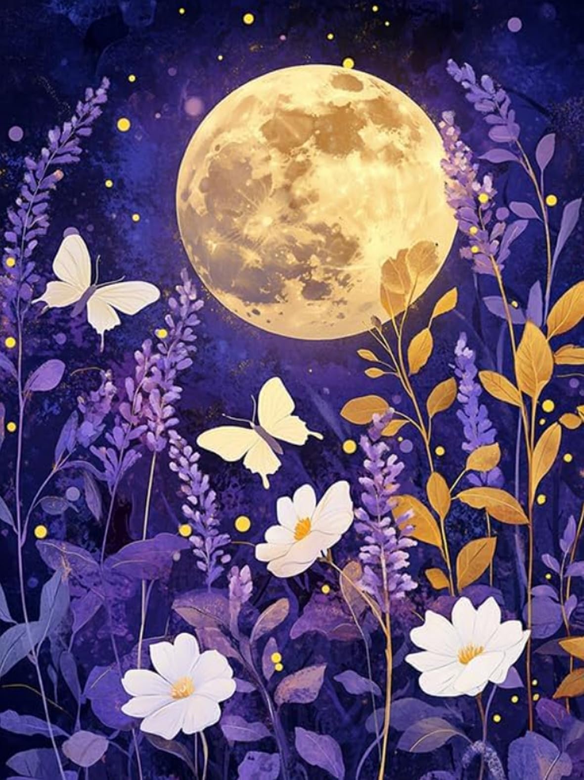 Amazon | 5D ダイヤモンド塗装キット モザイクアート DIY 手作り絵画 手芸キット ダイアモンドビーズ絵画キットダイヤモンドアート キット 全面貼り付けタイプ月の花 (ラウンド ...