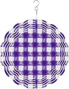 Amazon.com: Wind Spinner Pastoral Watercolor Purple White Grid Metal ...
