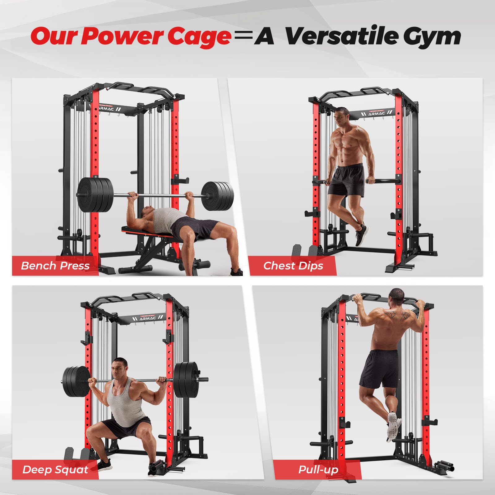 (3 box) ARMAC Power Cage, Multi-Function Power Rack with Adjustable ...
