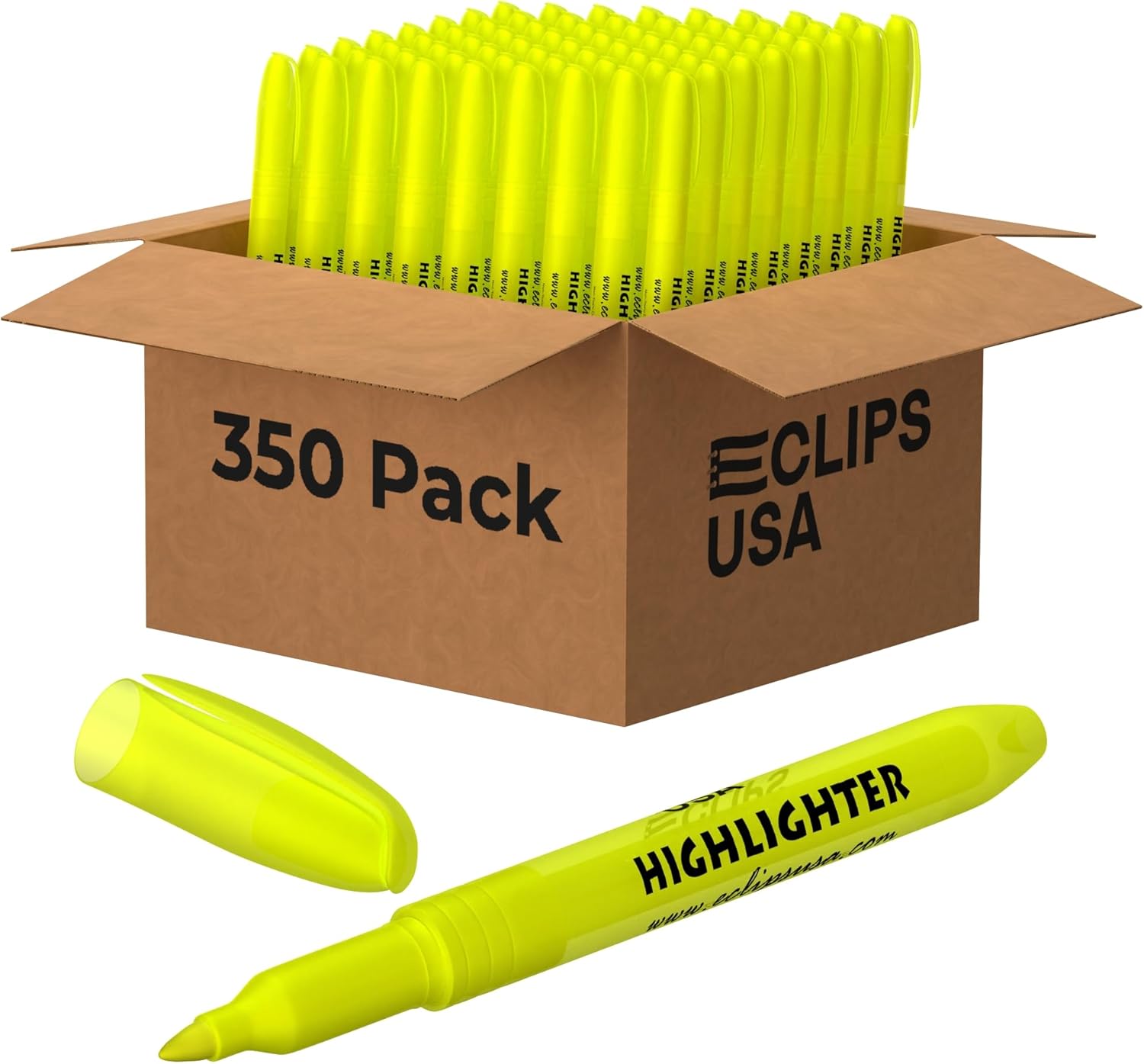 Amazon.com : E-CLIPS USA Highlighters Bulk, Slim Yellow Highlighter ...