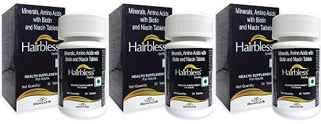 Hairbless Tablets with Vitamins- Biotin & Niacin, Minerals & Amino ...