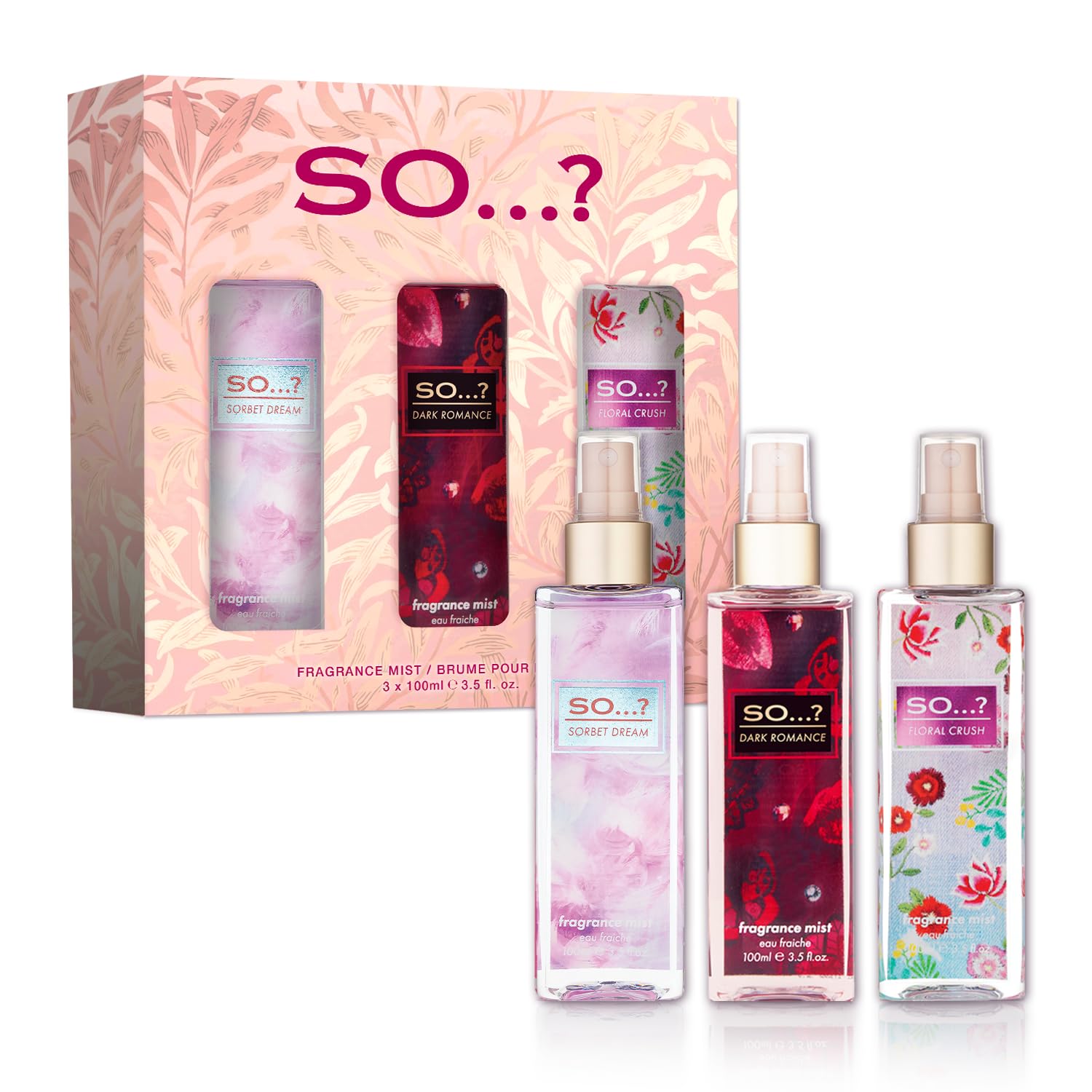SO Fragrance Collection Gift Set, 300ml (3x100ml) Body Mist Dark Romace ...
