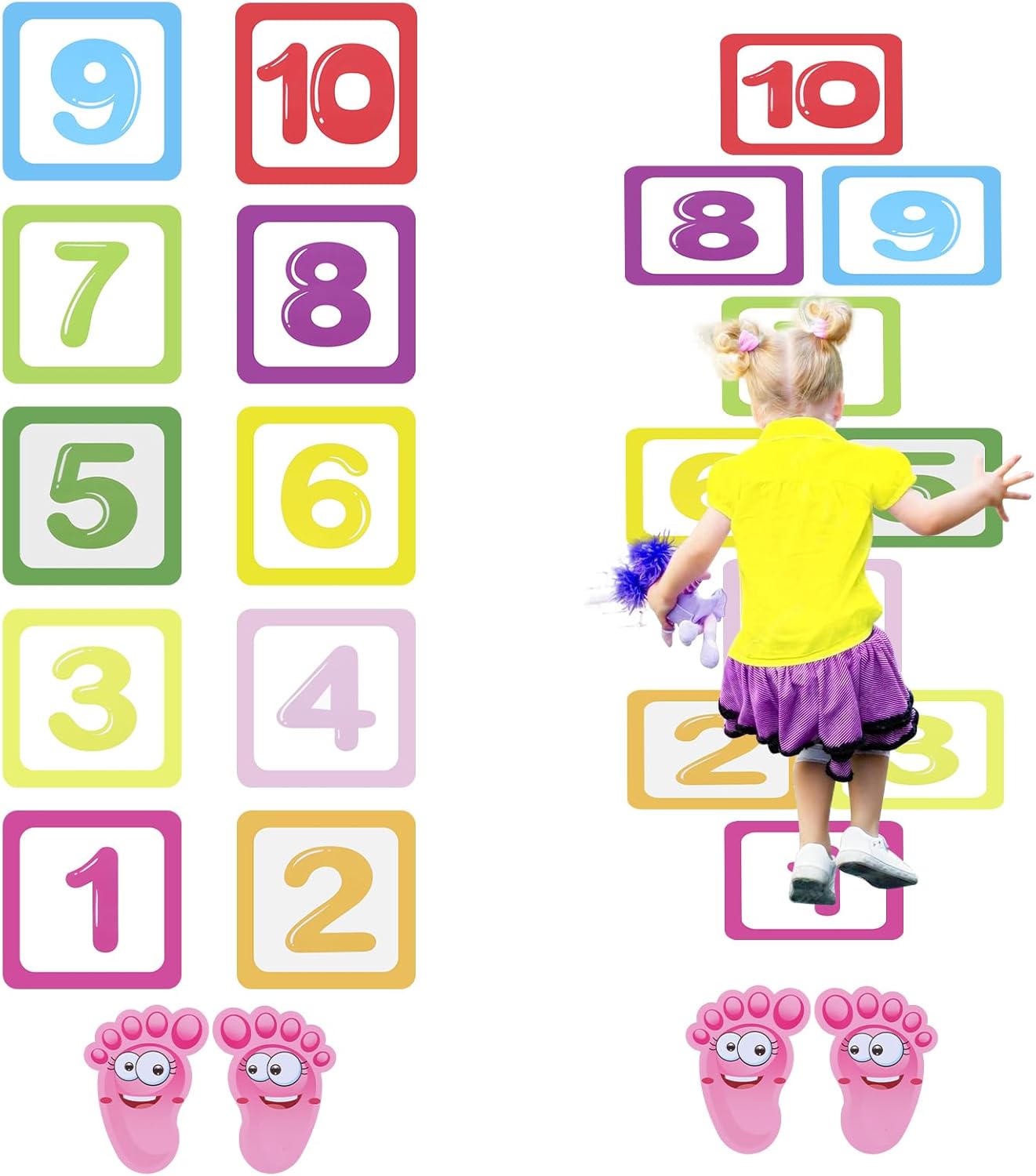 Amazon.com: GEEHUA 10Pcs Hopscotch Game Floor Stickers, Number Floor ...