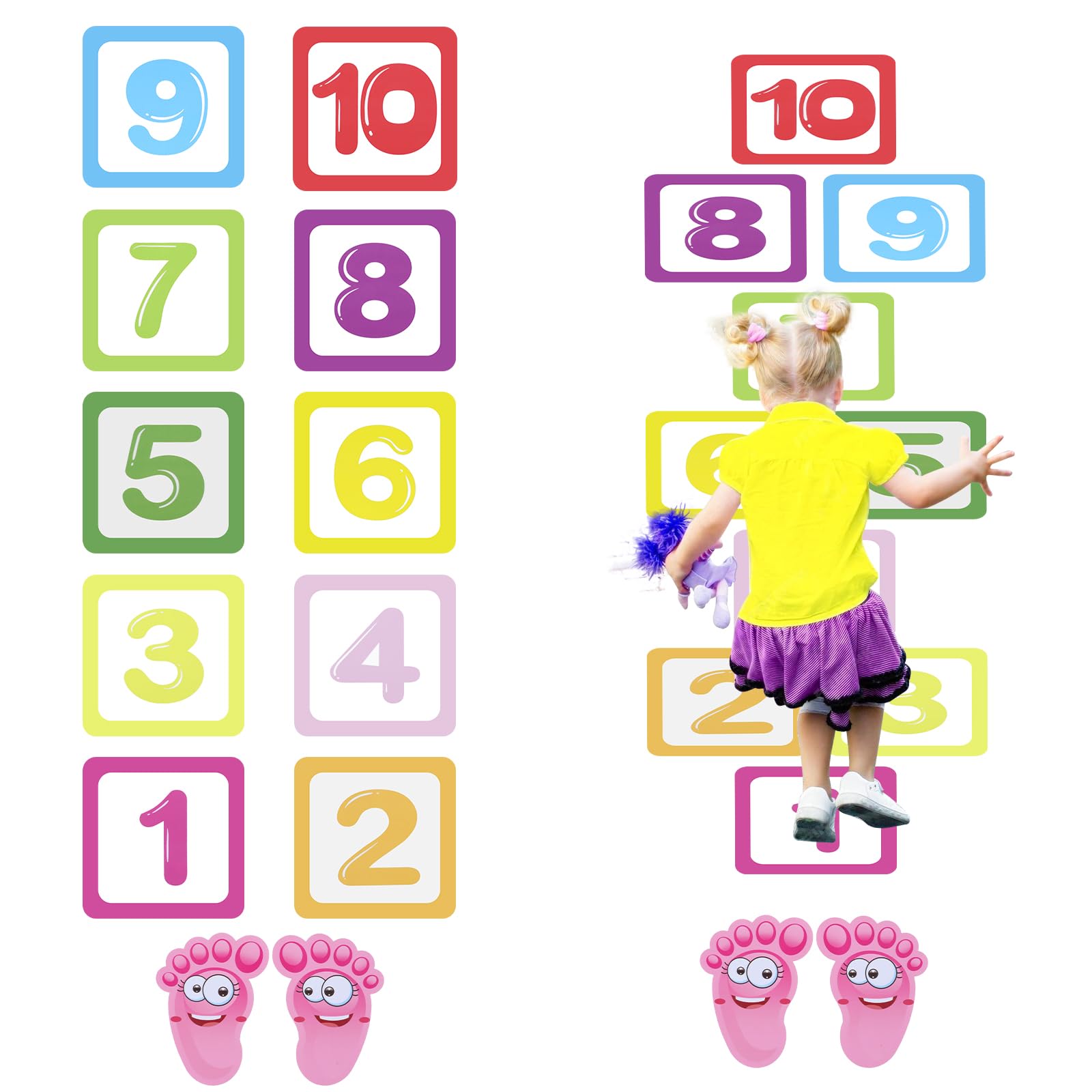 Amazon.com: GEEHUA 10Pcs Hopscotch Game Floor Stickers, Number Floor ...