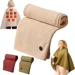 Amazon.com: Portable Heated Shawl,USB Heated Blanket Rechargeable ...