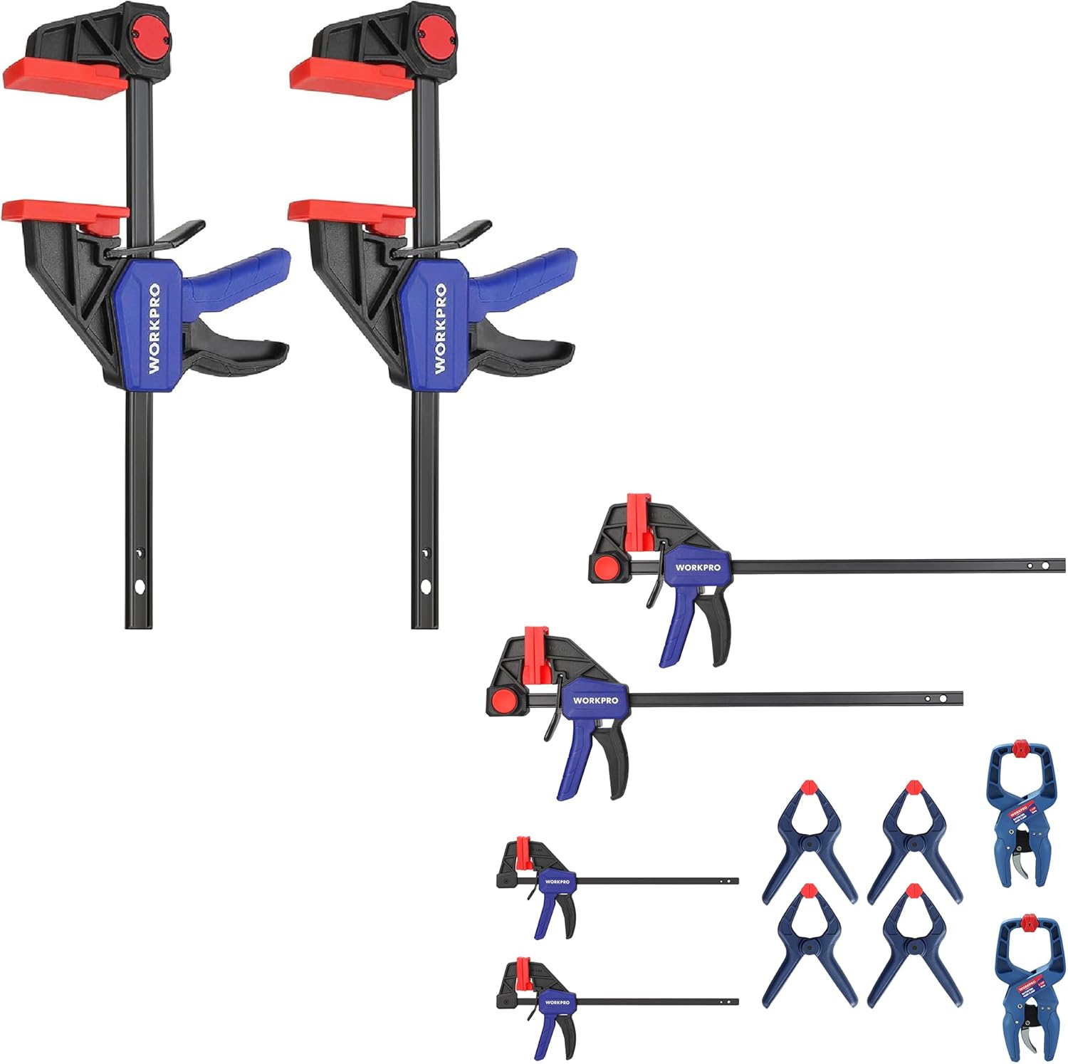 WORKPRO 6" Bar Clamps for Woodworking 2-Pack & WORKPRO 10-Pack Clamps ...