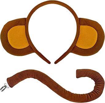 Amlisia Monkey Costume Set, Monkey Ears and Tail Monkey Costume with ...