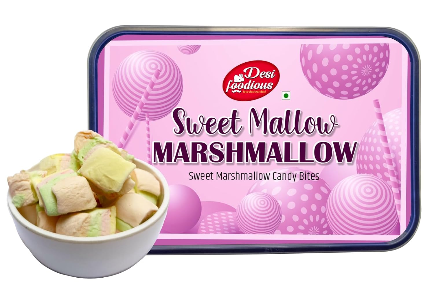 Desi Foodious Sweet Mellow Marshmallow | 80 Pieces Strawberry & Vanilla ...