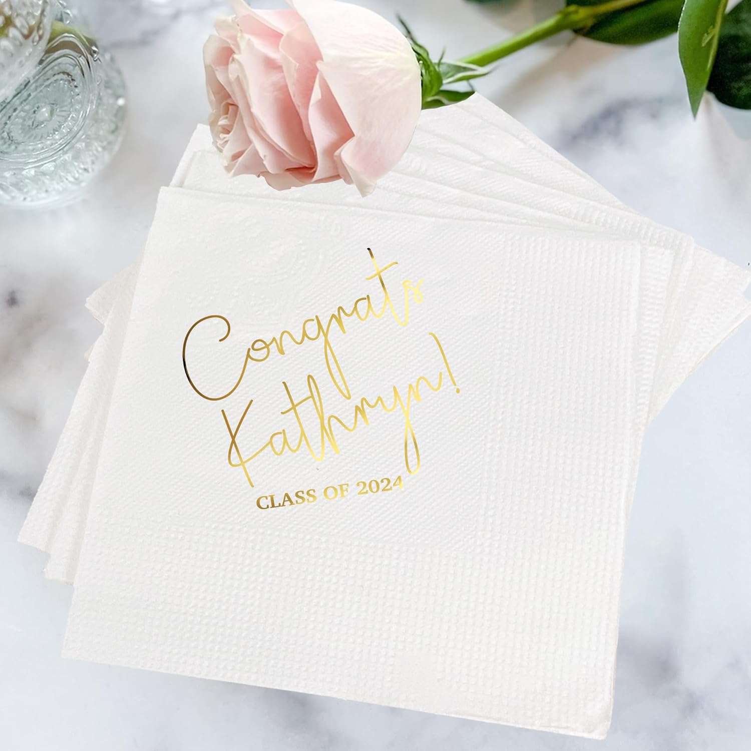 Amazon.com | GODLOVER Personalized Graduation Napkins Napkins, Class of ...