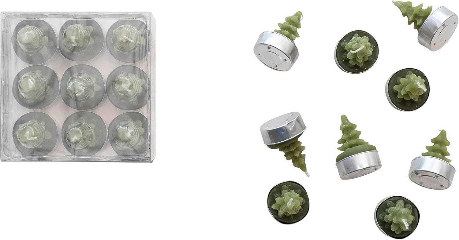 Amazon.com: Creative Co-Op Unscented Tree Tea Lights, Cedar Green, Set ...