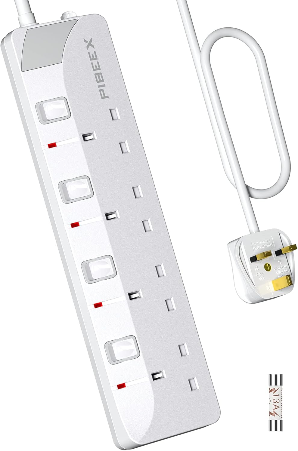 PIBEEX Extension Lead 4 Way Multi Plug Extension Sockets with ...