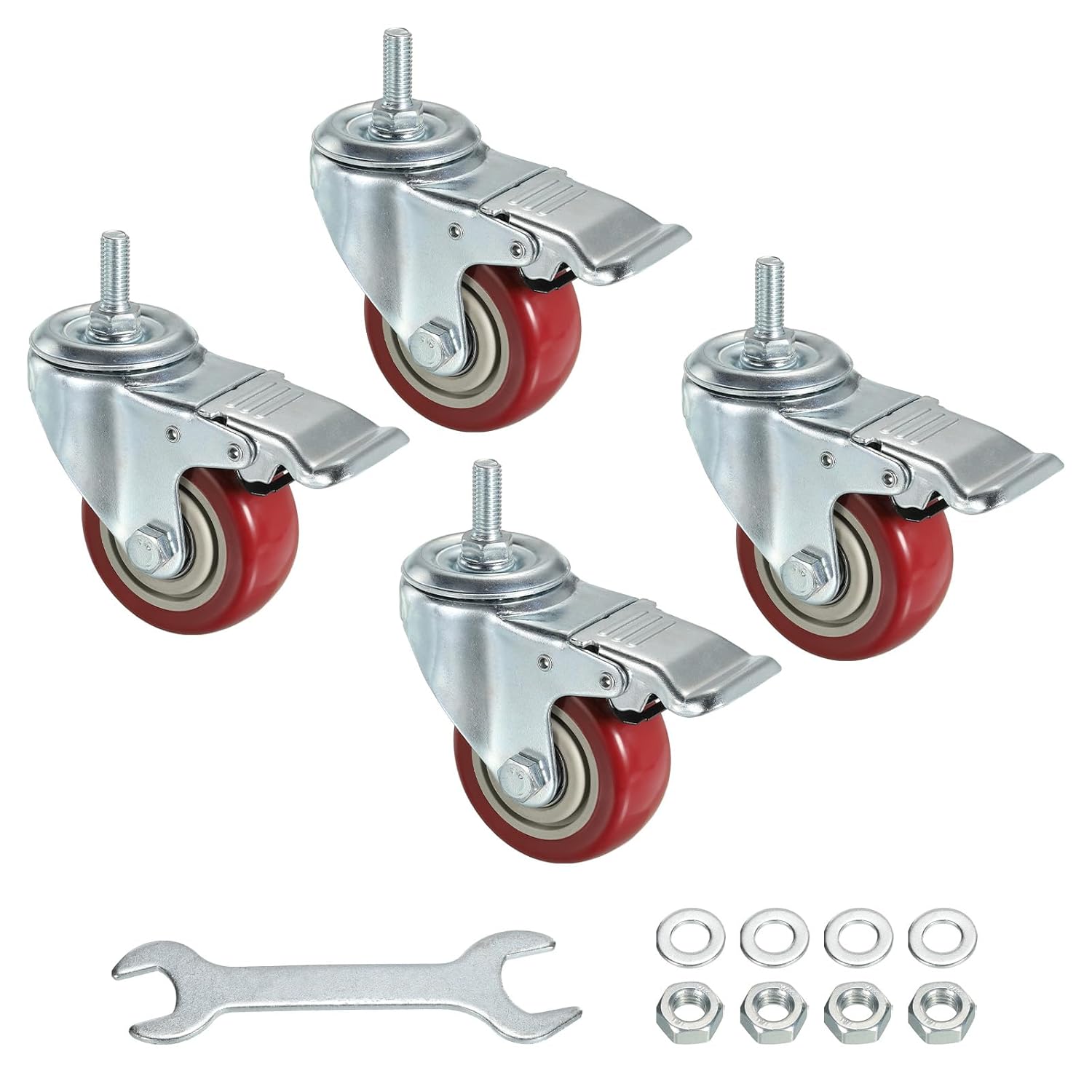 uxcell 3 Inch Swivel Threaded Stem Casters M10x25mm Thread PU Caster ...