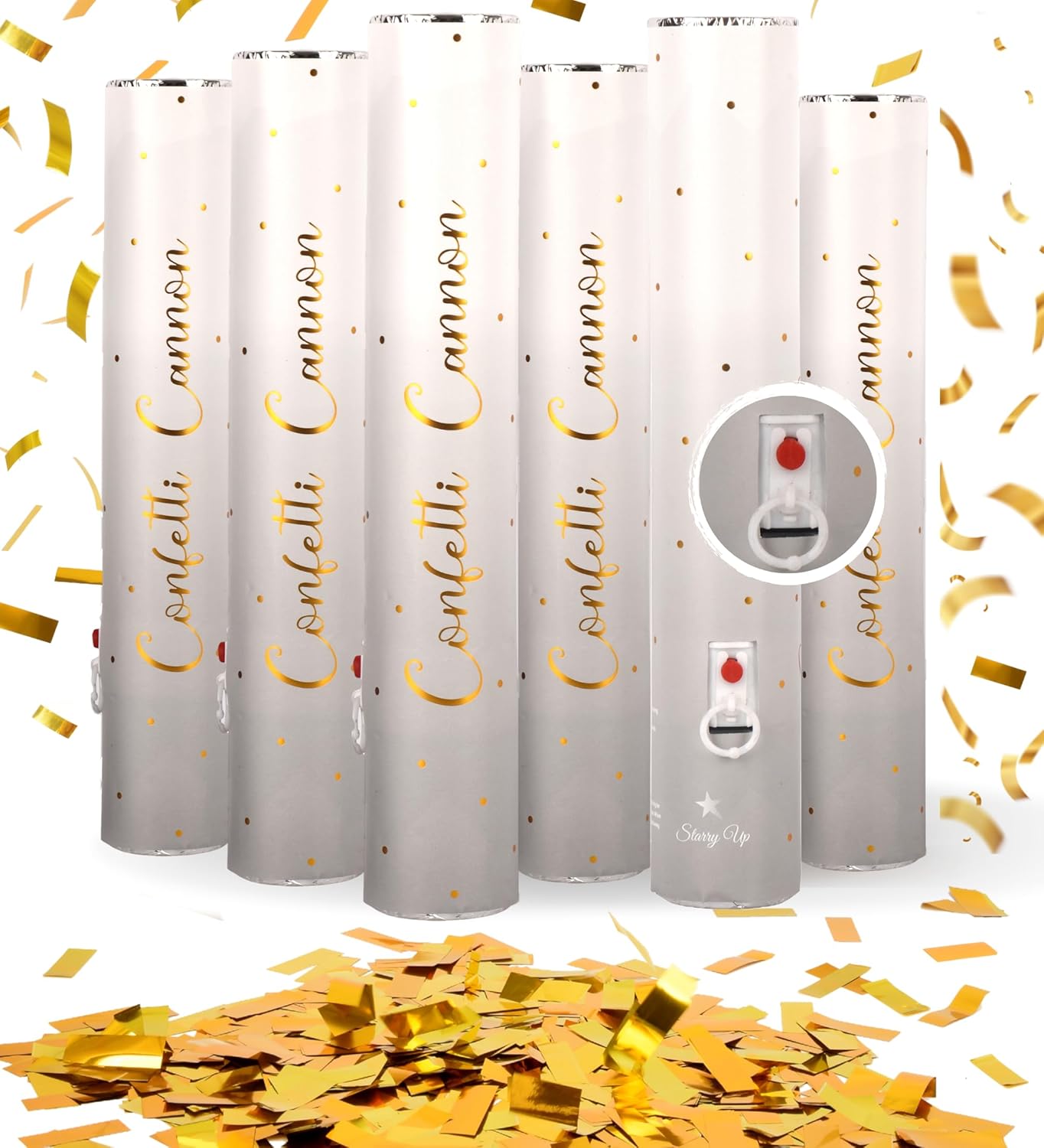 Amazon.com: Confetti Cannon with Magic Snap - Pack of 6 Gold Poppers ...