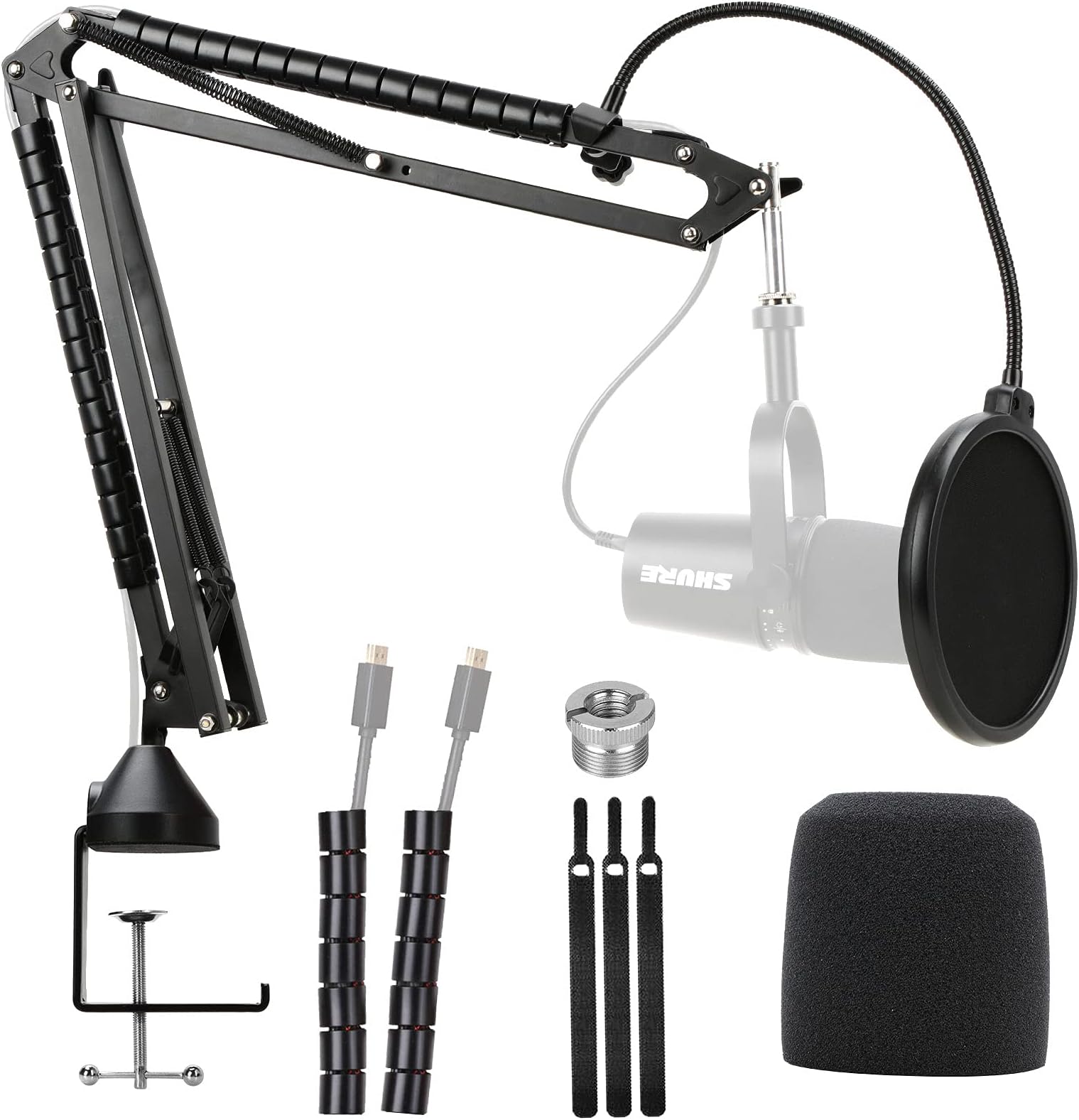 Amazon.com: Enhanced MV7 Mic Stand with Windscreen - Heavy Duty Mic Arm ...