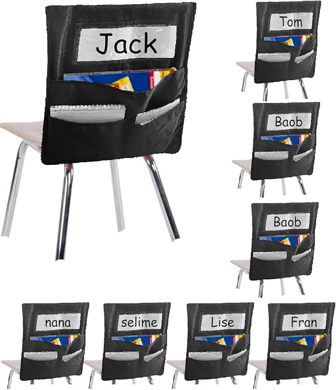 Amazon.com: Chair Pockets for Classrooms Set of 20 Black,Elementary ...