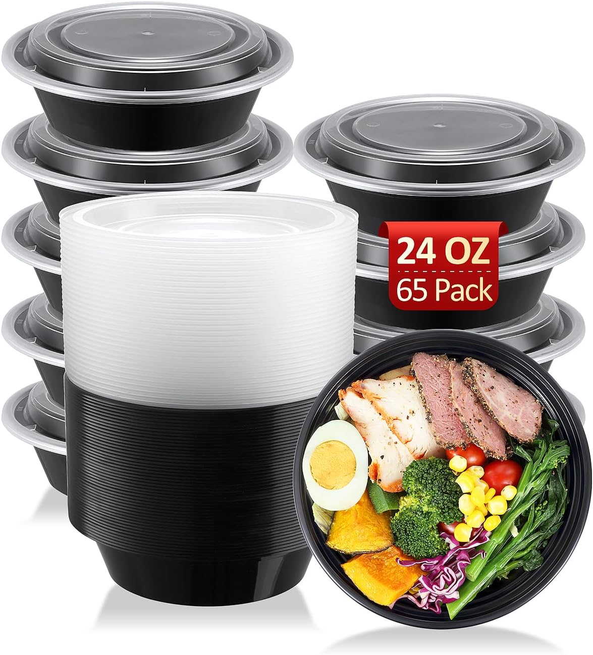 Amazon.com: Basix [48 Count 8 Oz Combo] Disposable plastic Deli Food ...